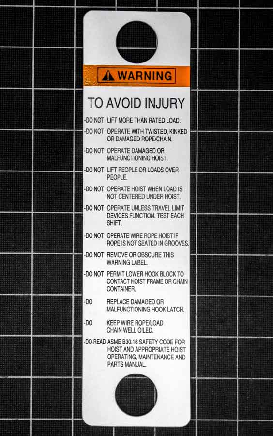 81704 TAG WARNING 626-99